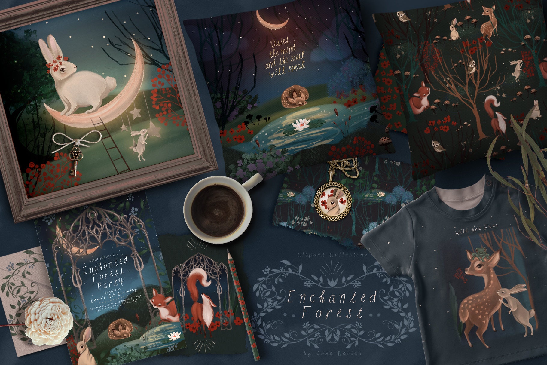 Enchanted Forest - Woodland, Animal, Cute, Clipart, Scrapbooking, Deer ...