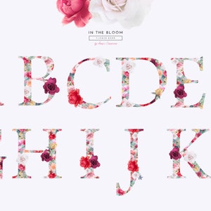 In the Bloom - Floral, Alphabet, Font, Flowers, Rose, Peony, Feminine ...