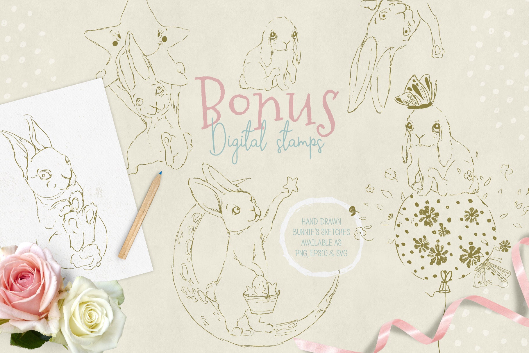 Sky Adventures Bunny Digital Clipart Bunny Cute Easter - Etsy