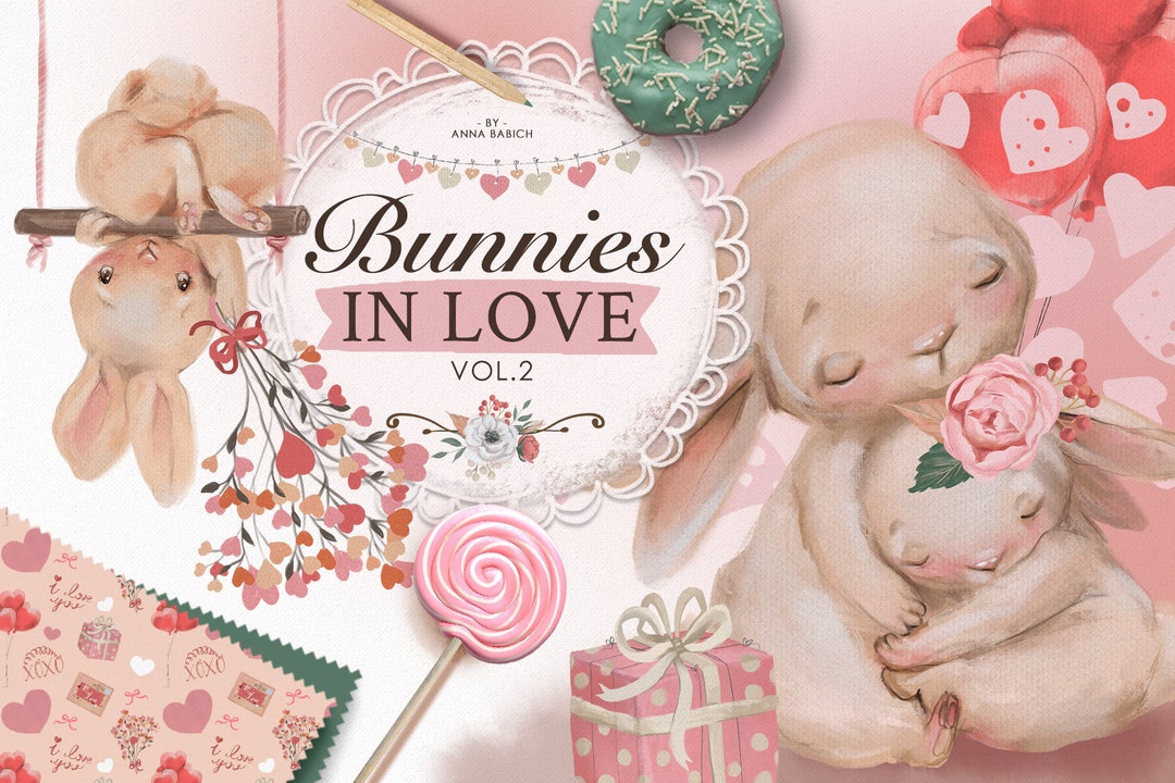 Bunnies in Love Clipart Bunny, Cute, Easter, Clipart, Baby, Animal ...