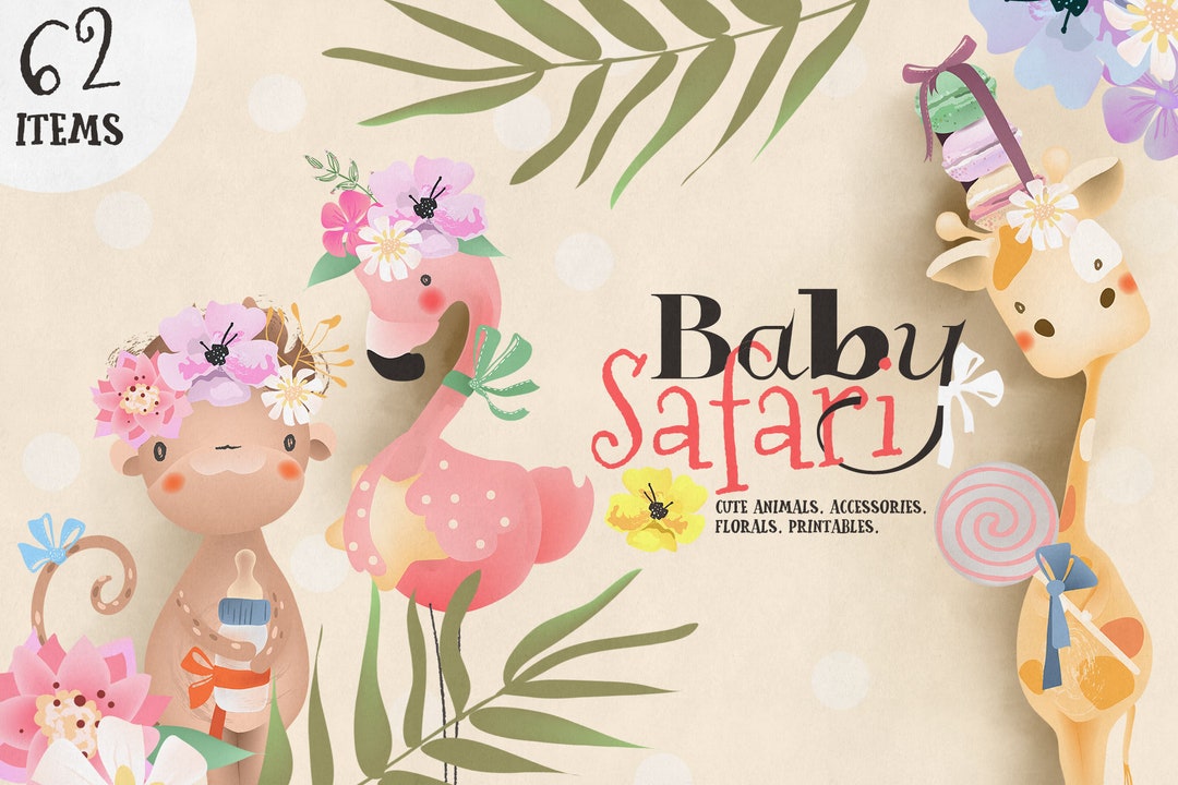 Baby Safari Collection Digital Clipart - Safari, Animal, Baby, Cute ...