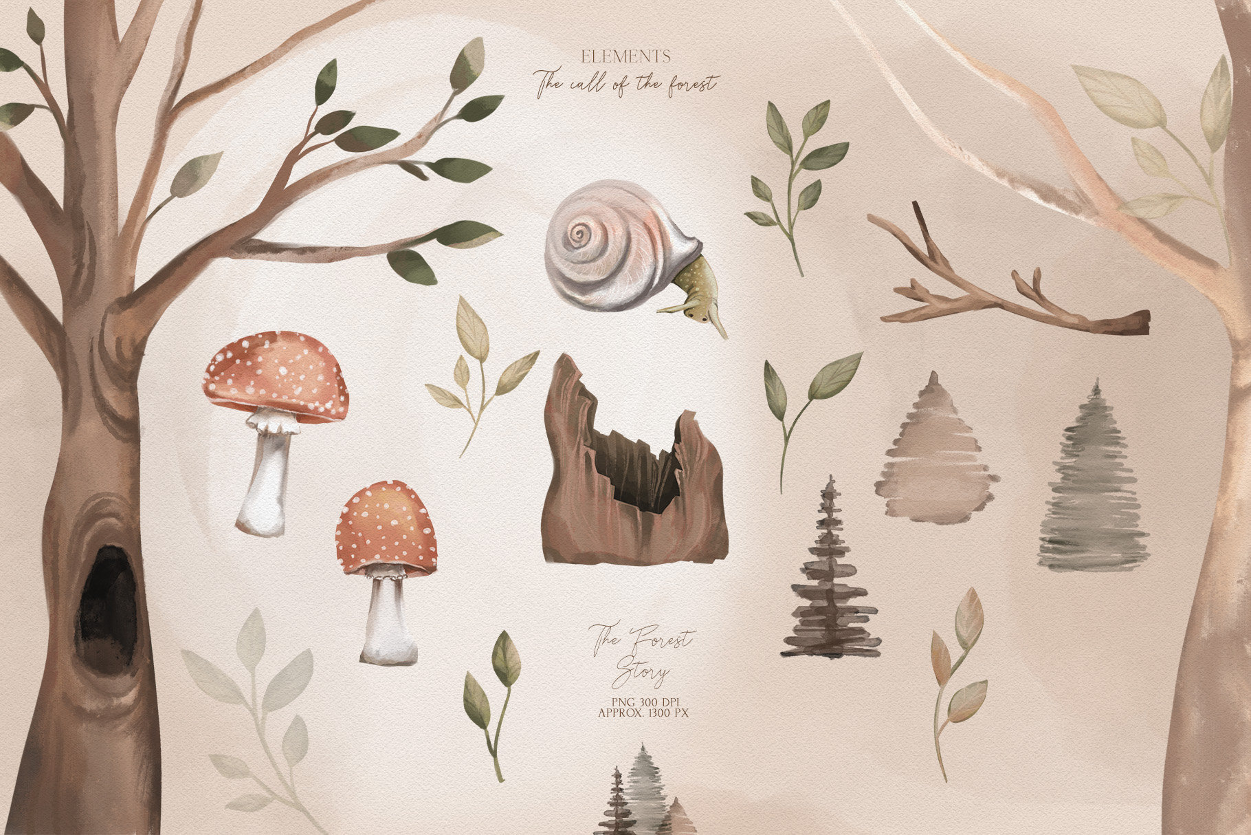 The Forest Story - Woodland Animals, Clipart, Watercolor, Girl, Cute ...
