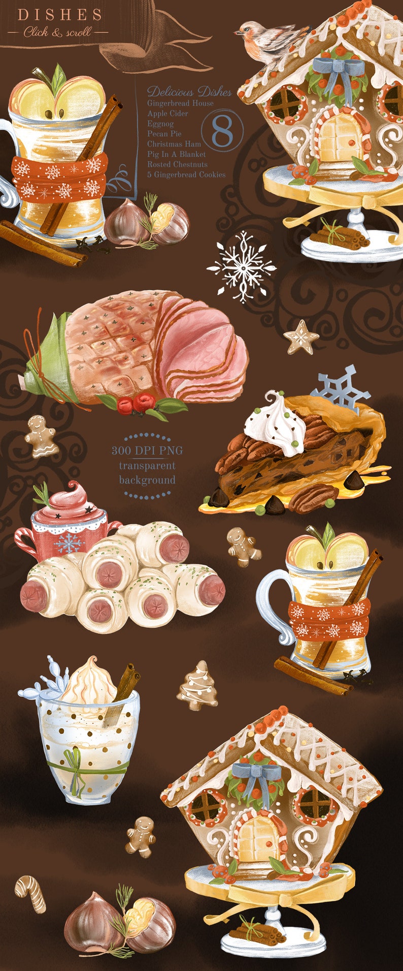 Delicious Christmas Clipart food Dishes Sweets - Etsy Australia