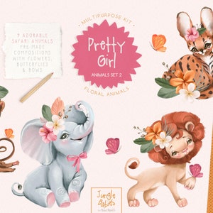 Jungle Babies Multipurpose Kit - Jungle Animals, Safari Clipart, Cute ...