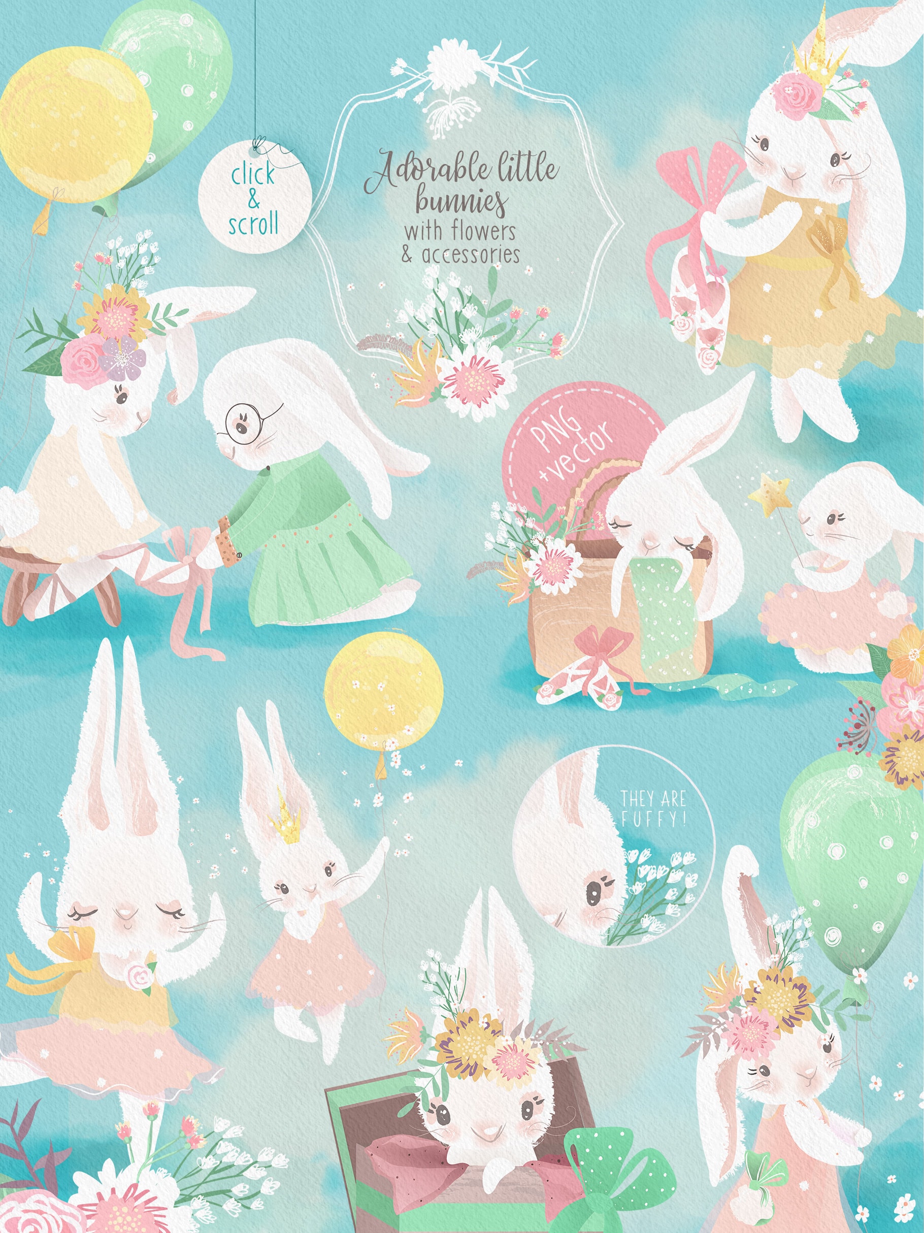 Little Pinky Bunny Digital Clipart Bunny Cute Easter - Etsy