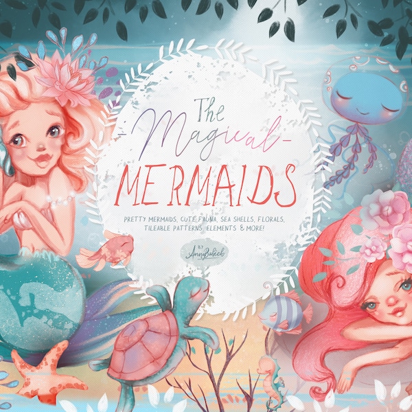 Mermaid Book Clipart - Etsy