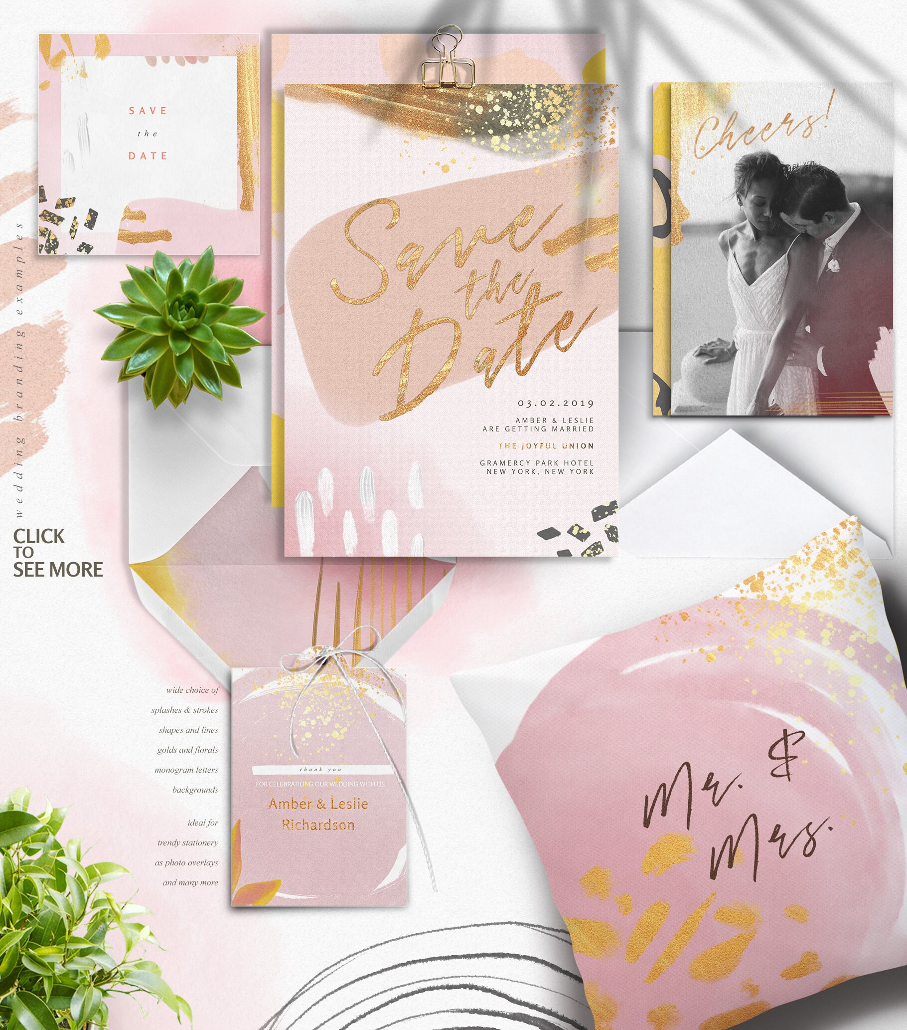 Colorful Mess & Gold Vol.2 Watercolor Stroke Gold | Etsy