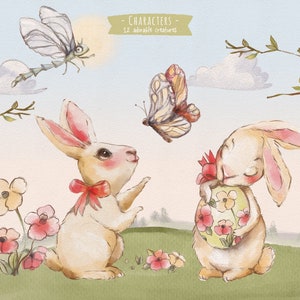 Hello, Spring! - Easter, Animals, Cute, Watercolor, Girl, Spring ...
