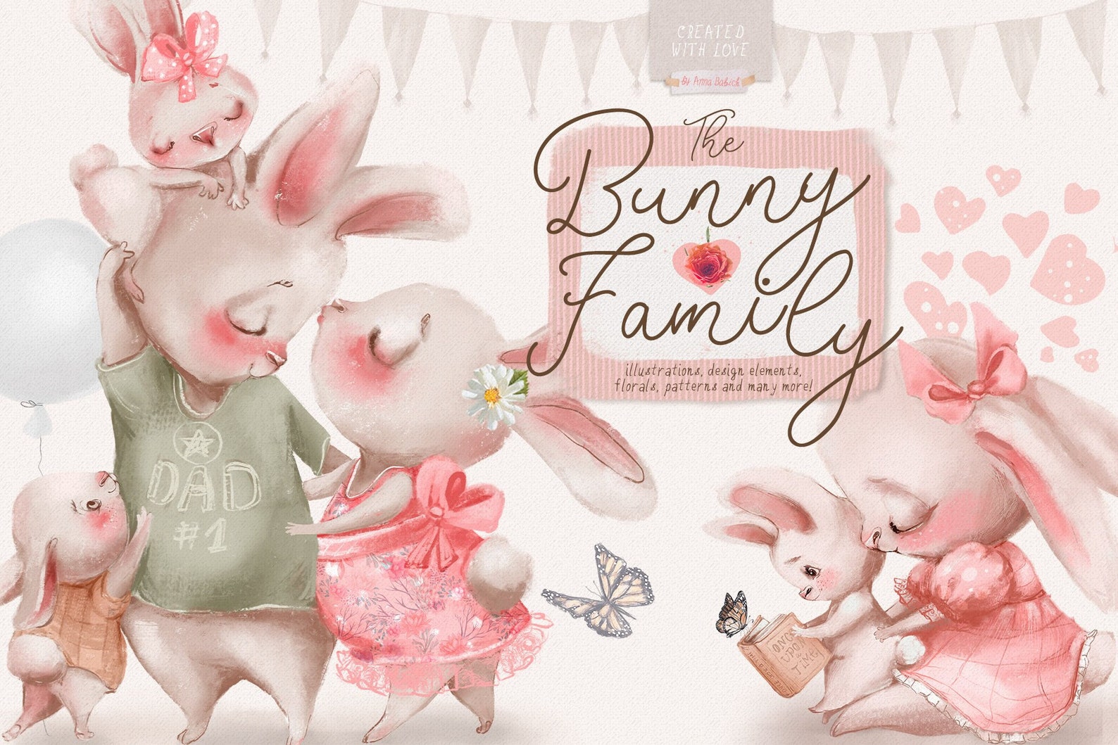 The Bunny Family Bunny Family Clipart Scrapbooking - Etsy