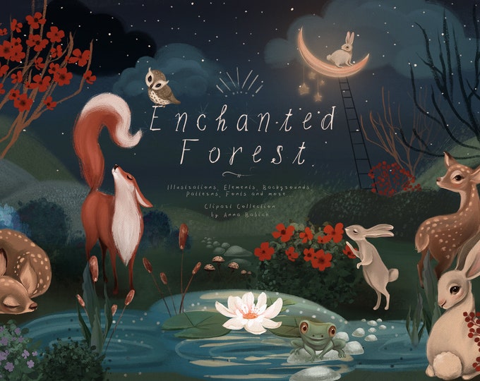 Enchanted Forest Woodland Animal Cute Clipart - Etsy