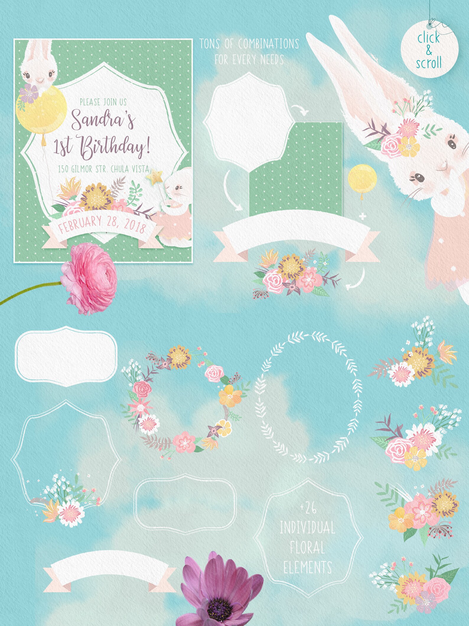 Little Pinky Bunny Digital Clipart Bunny Cute Easter - Etsy