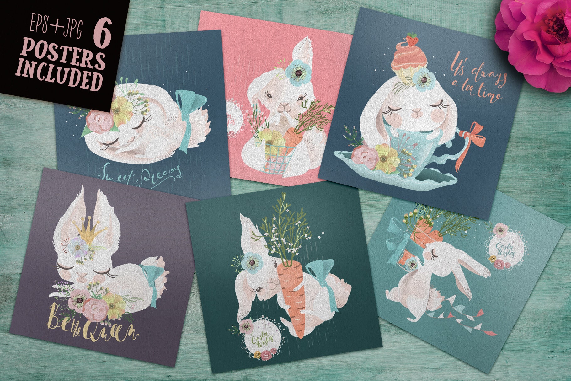 Lovely Bunnies Collection Digital Clipart Bunny Cute | Etsy