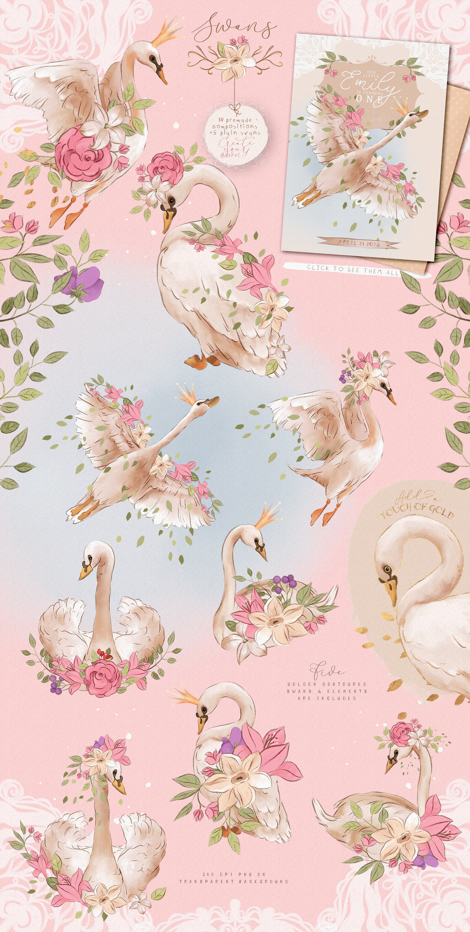 The Princess Swan Collection Swan Princess Baby Gold - Etsy