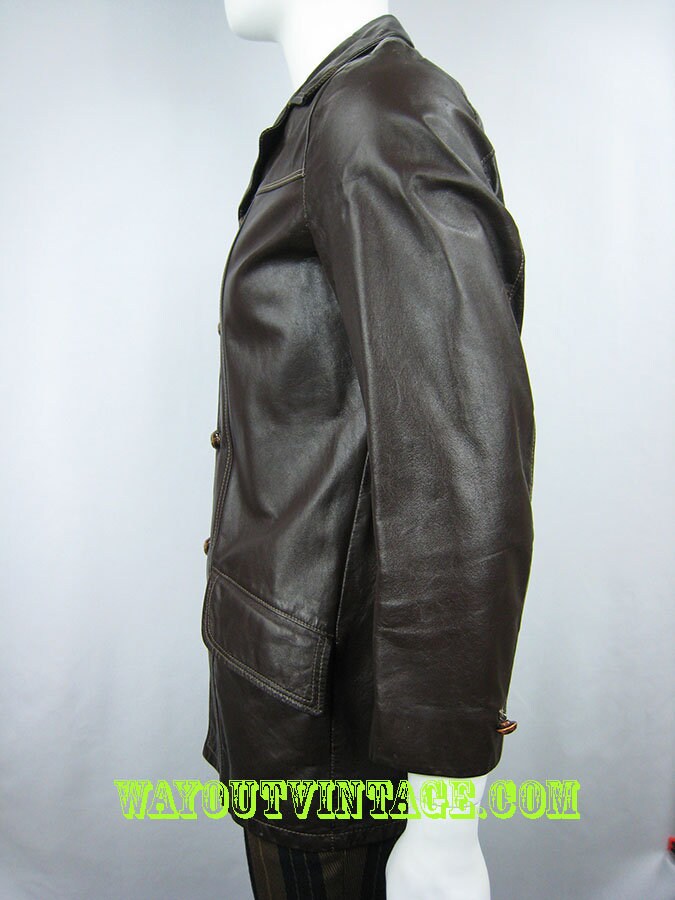 1960's Men's Brown Leather Car Coat Jacket Psychedelic, Groovy, Beatnik ...