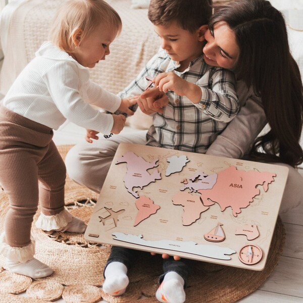 Wooden World Map Jigsaw Puzzle - Etsy UK