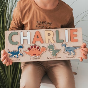 Dinosaur Name Puzzle Dinosaur First Birthday Gift Dinosaur - Etsy