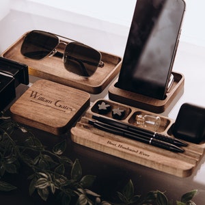 Custom Desk Organizer Personalized Mens Gift Wooden Desk Storage ...