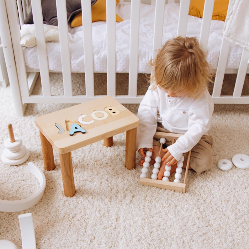 Children's Personalized Step Stool With Puzzle Wooden Name Puzzle Stool ...