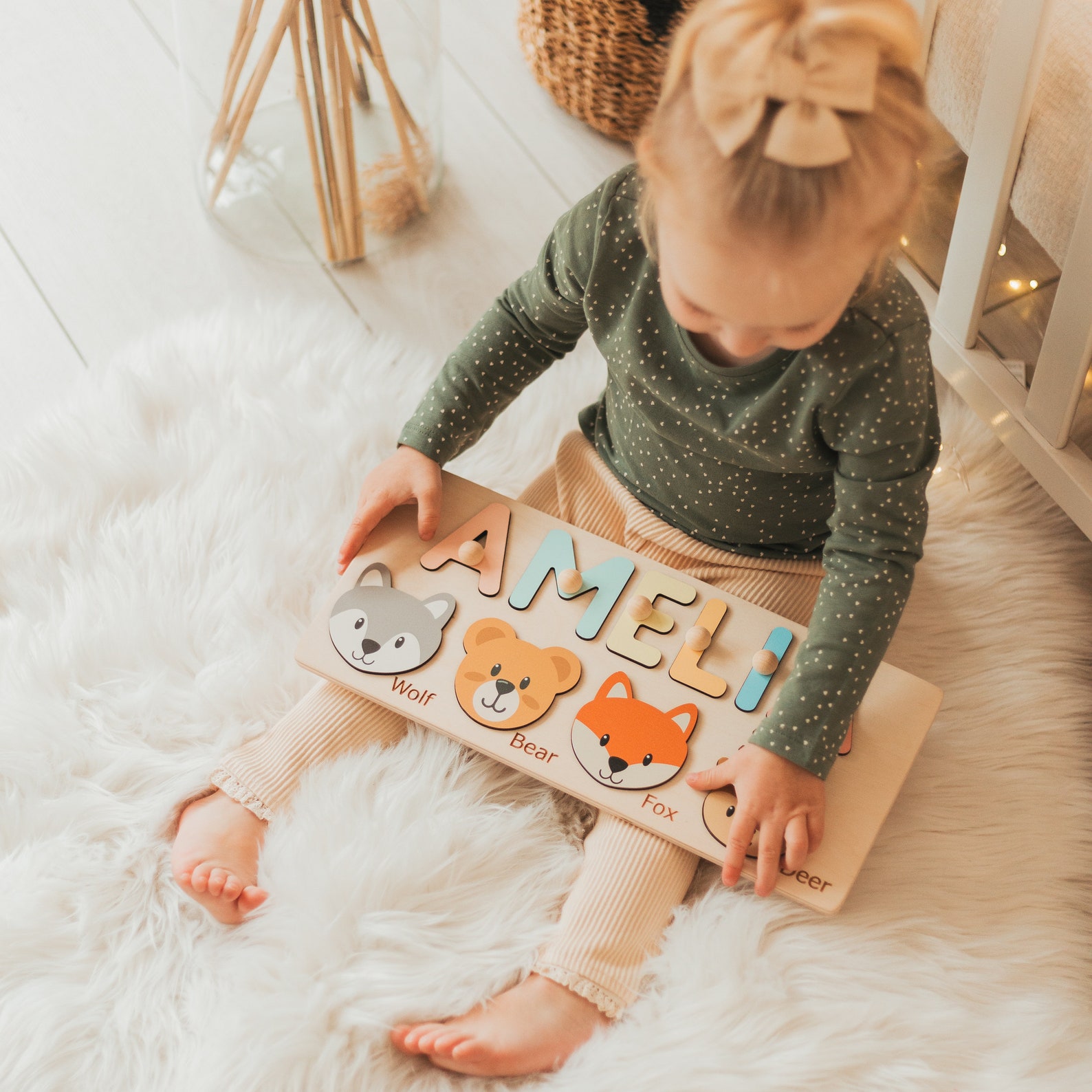 Name Puzzle With Animals Personalized Gift for Kids Baby Boy | Etsy