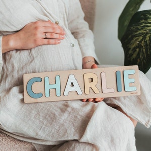 Wooden Name Puzzle With Car, Personalized Stim Toy, Baby First Easter ...