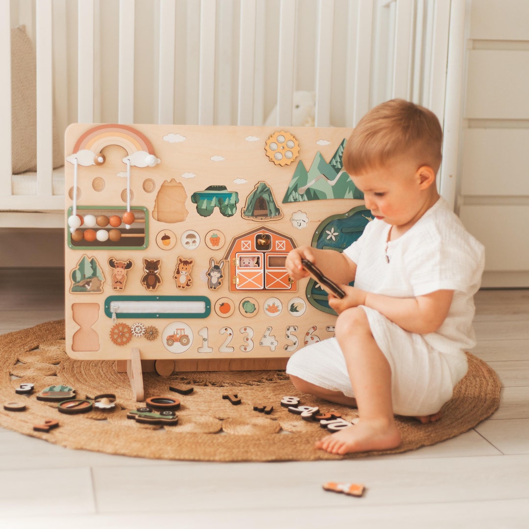Custom Wooden Busy Board Maxi Busy Board for Toddler Nursery Decor Boy ...