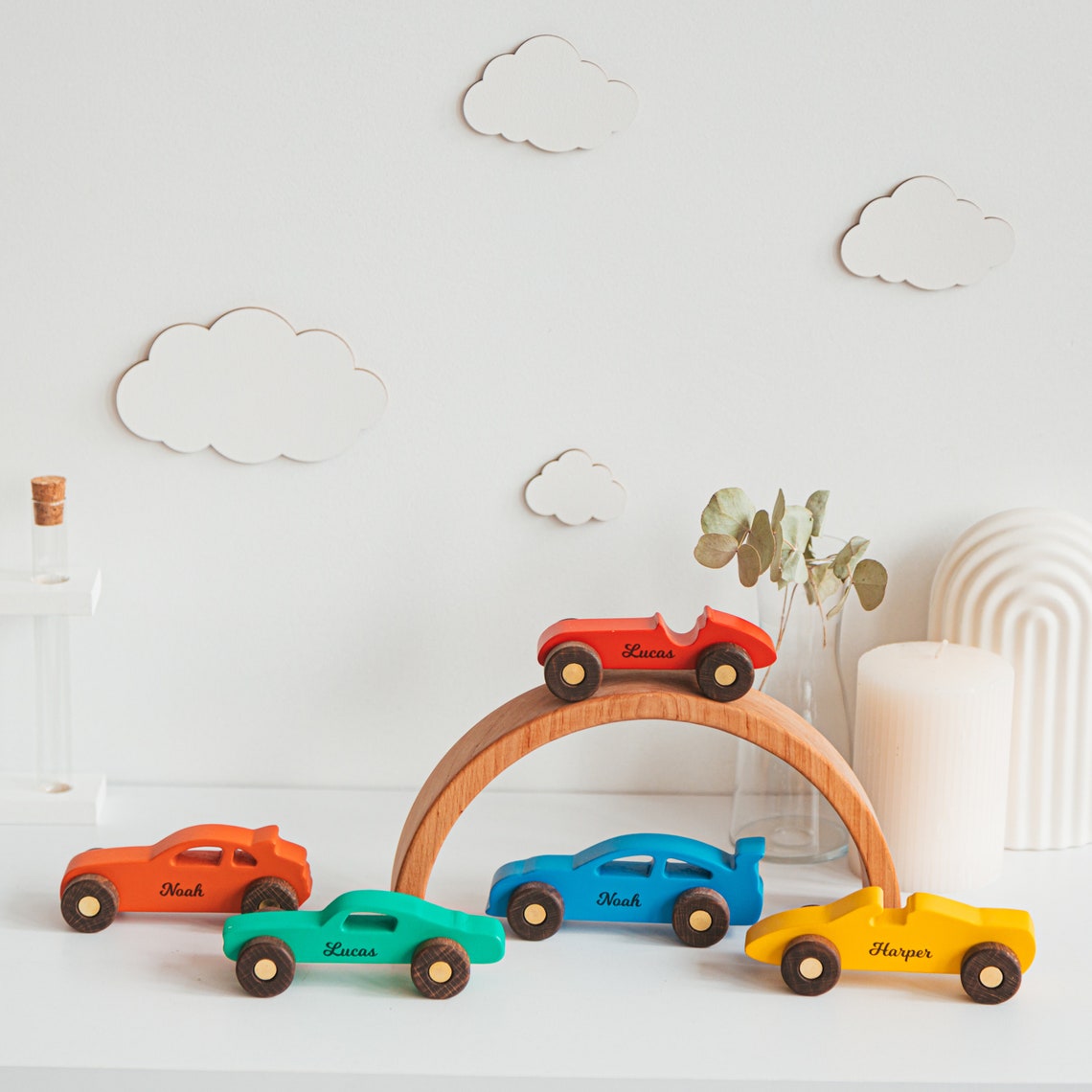 Personalized Wooden Car Toy for Boys Cars With Names Gift for Grandson ...