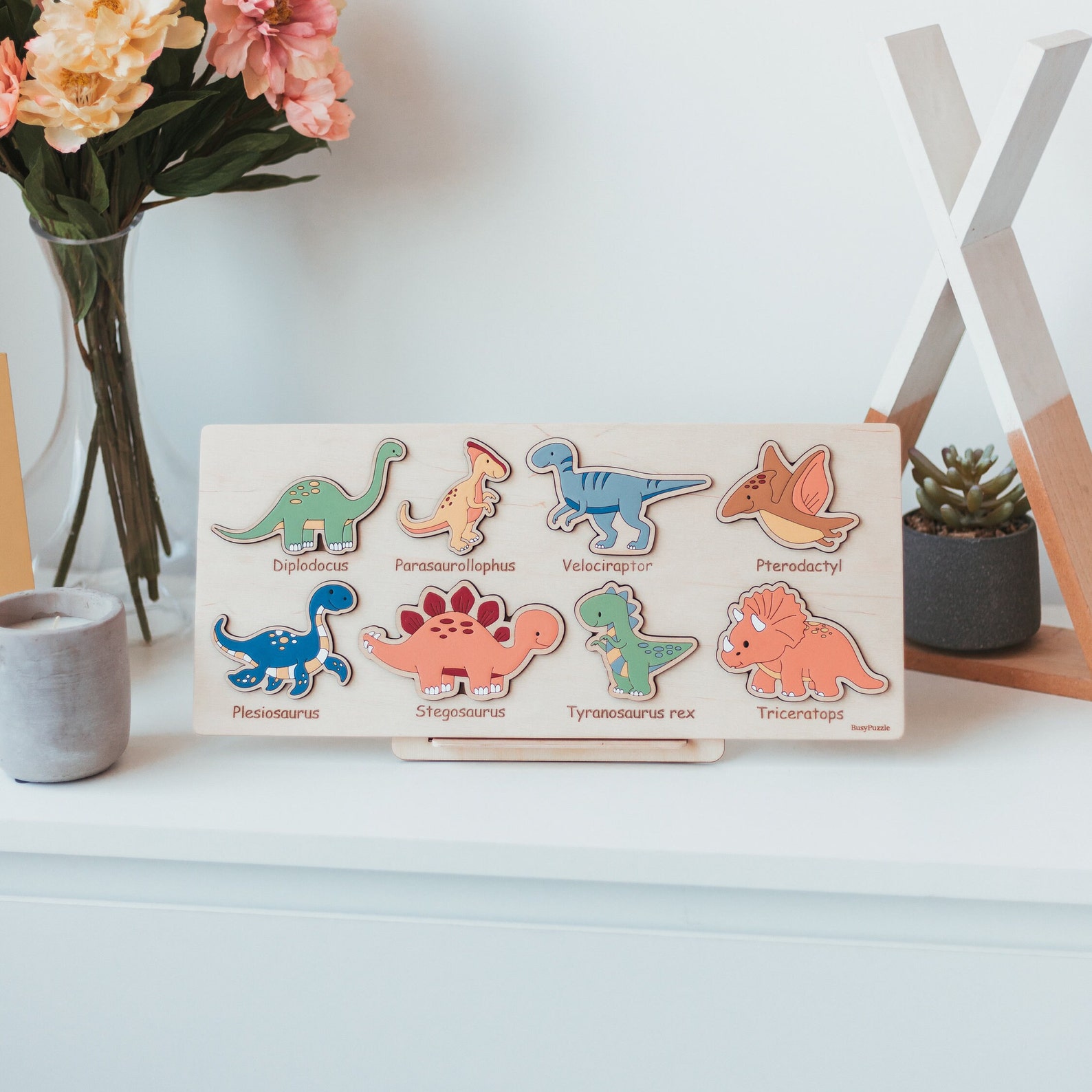 Dinosaurs Name Puzzle, 1st Birthday Boy, Wooden Nursery Decor, Best ...