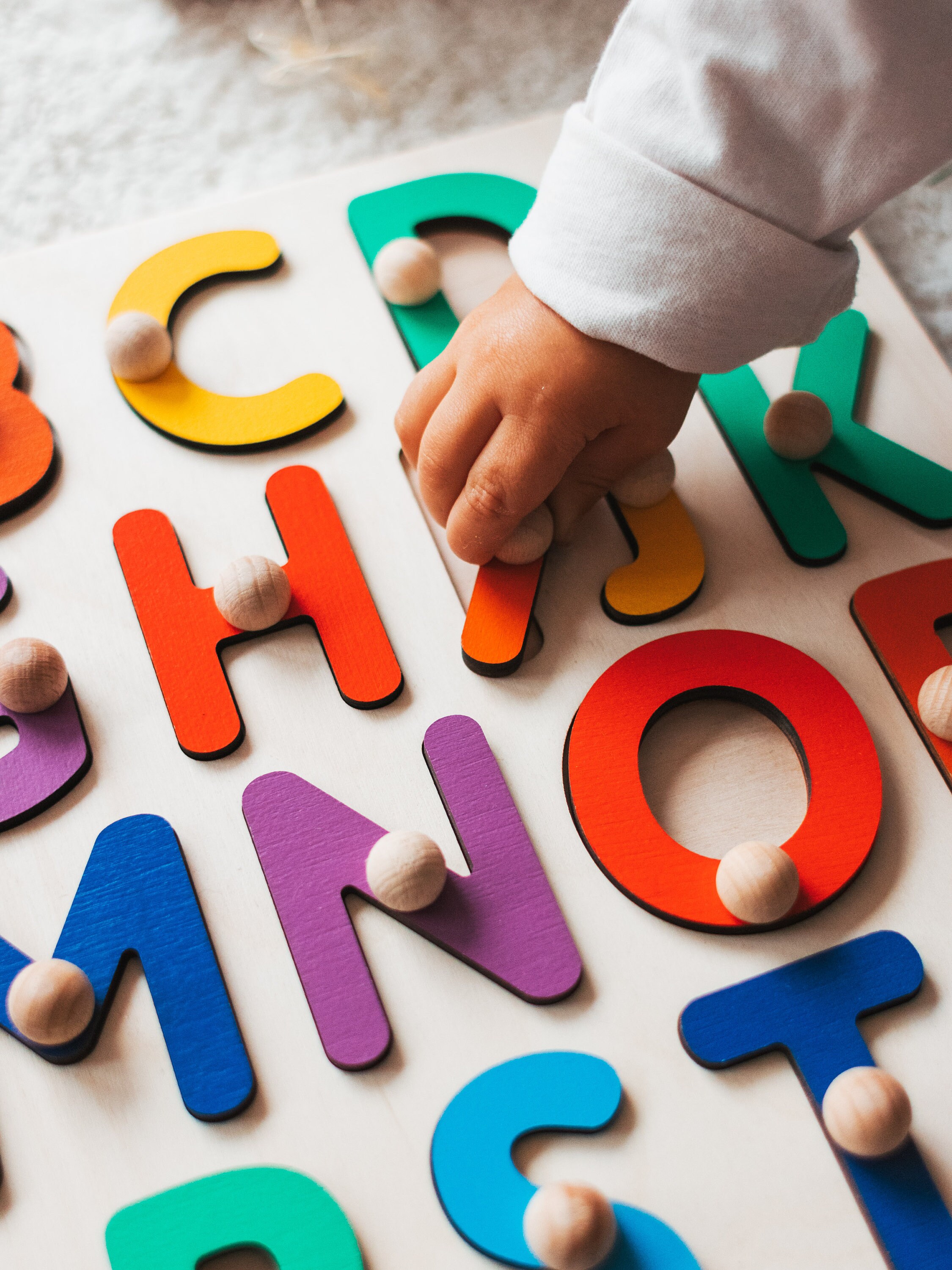 Wooden Rainbow Alphabet Puzzle for Boy and Girl | Etsy