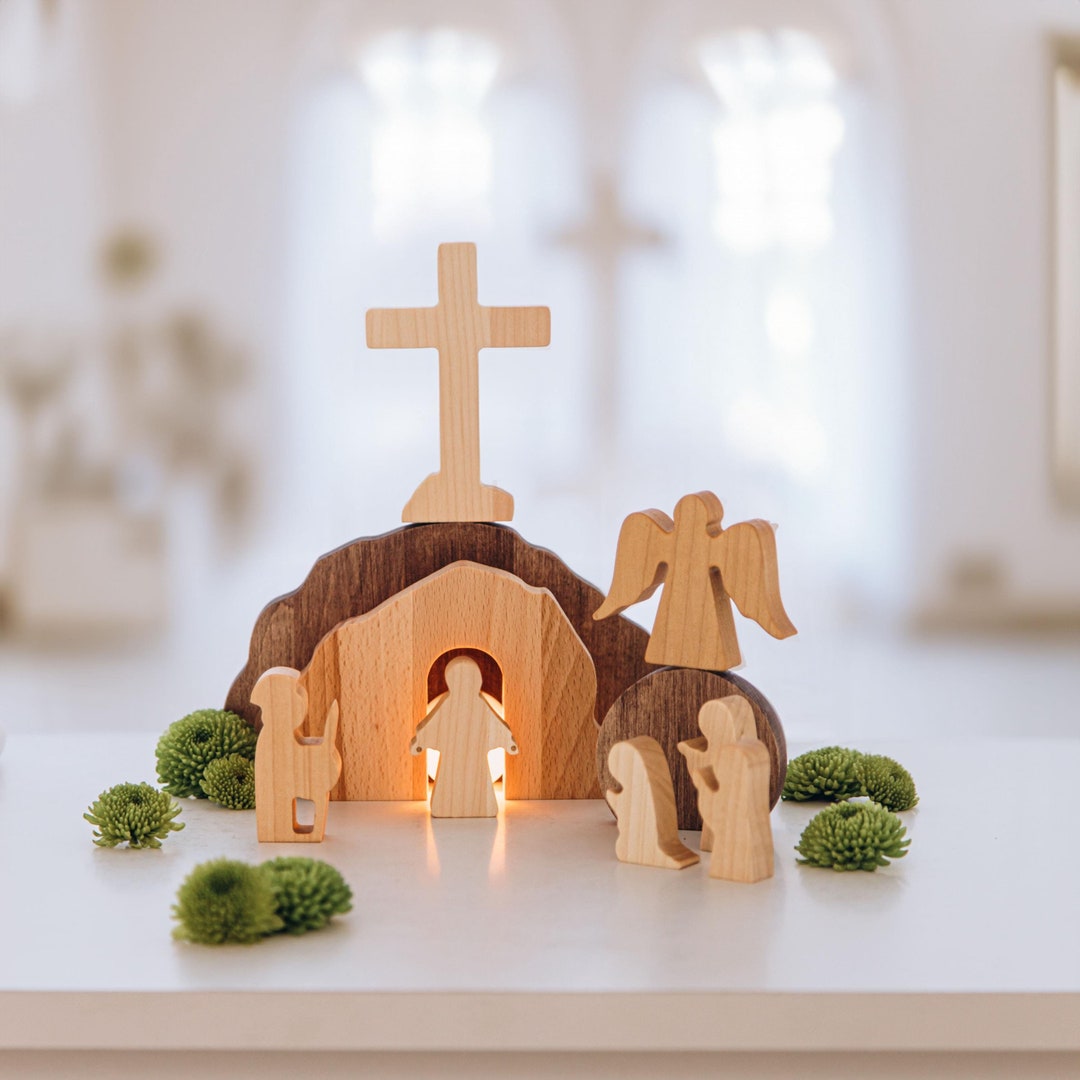 Easter Table Decor Resurrection of Jesus Scene Empty Tomb Display He's ...