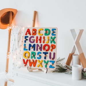 Wooden Rainbow Alphabet Puzzle for Boy and Girl - Etsy