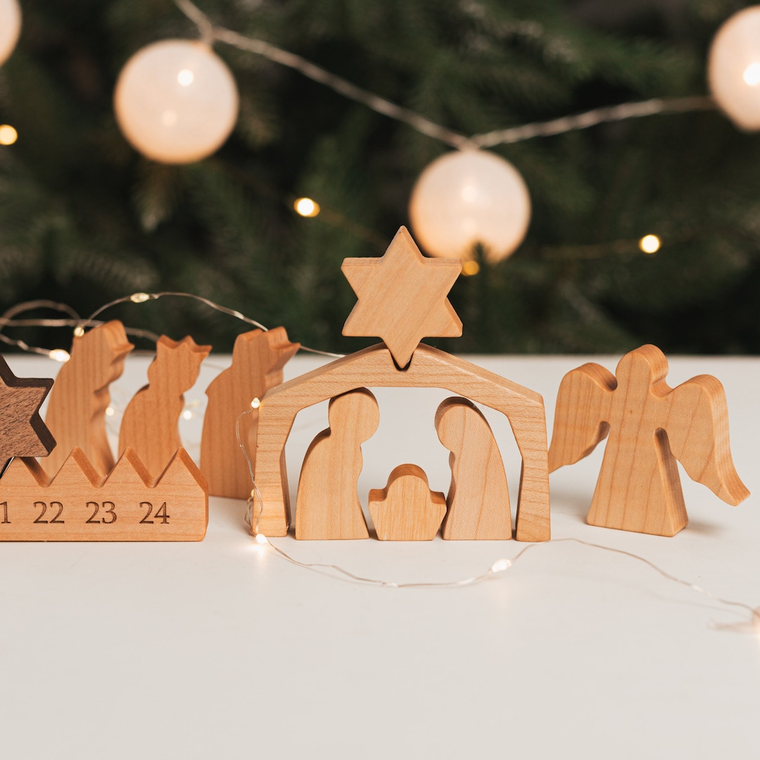 Reusable Advent Calendar. Wooden Nativity Set. Christmas Countdown ...