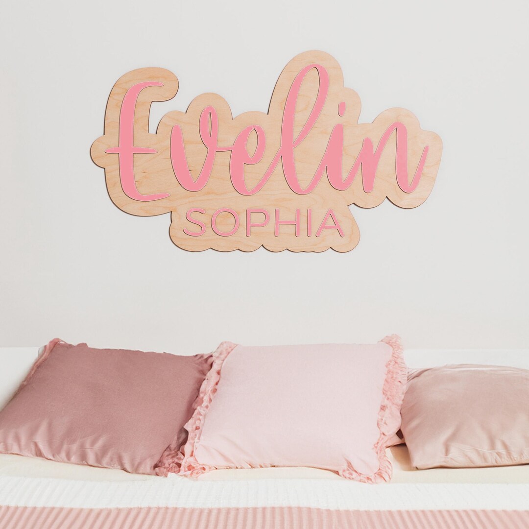 Wooden Pink Name Sign. Baby Girl Nursery Decor. Wall Name Sign for Kids ...
