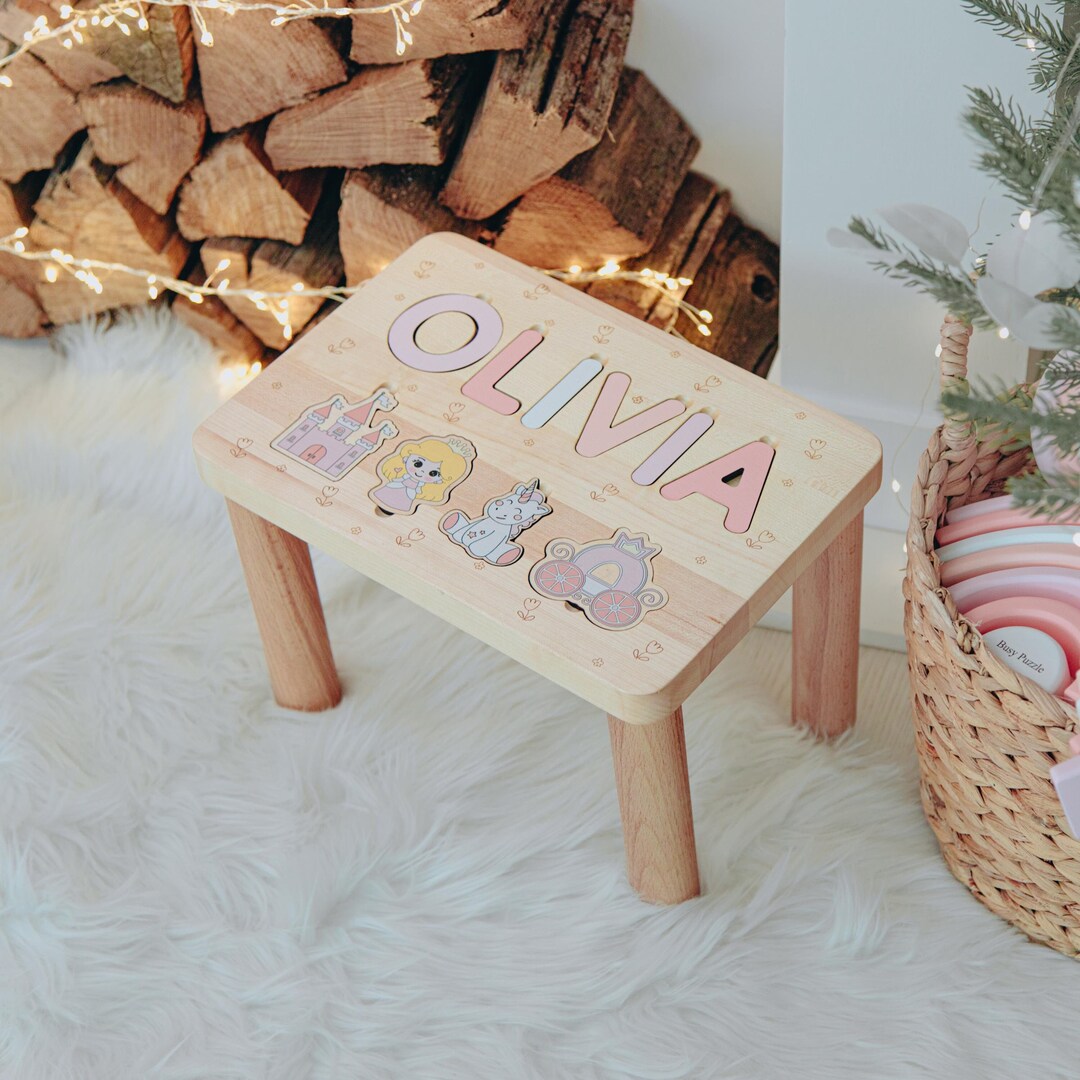 Kids Personalized Step Stool Wooden Engraved Seat Customized Baby Gifts ...