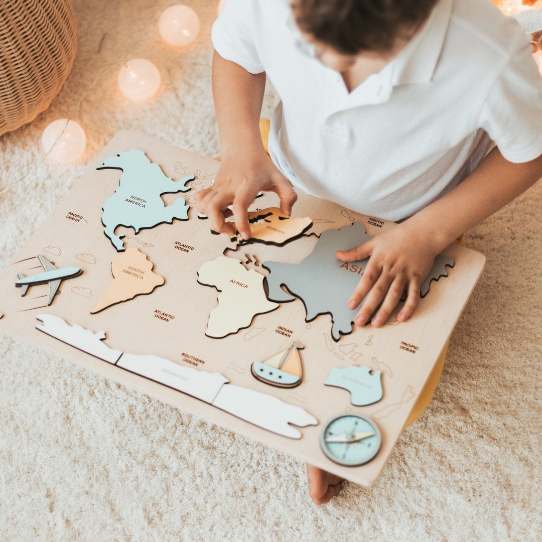 READY to Ship World Map Puzzle for Kids Gift Educational Puzzle for ...