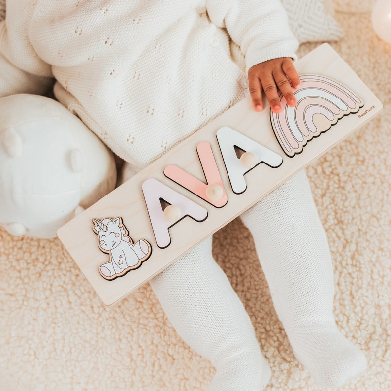 Rainbow Name Puzzle Gift for 1st 2nd 3rd Birthday Baby - Etsy