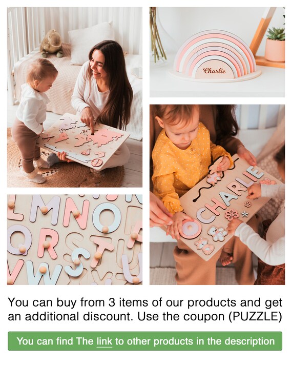 Toys & Games Learning & School Pastel Pink Wooden Alphabet Puzzle Toys ...