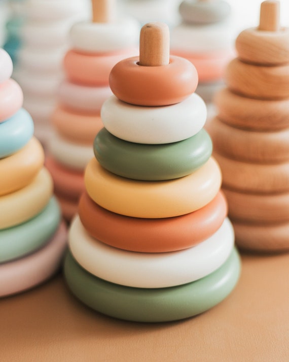 Baby Nursery Decor Khaki Ring Stacker Wooden Baby Toy - Etsy