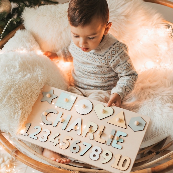 Name Puzzle With Shapes and Numbers Math Educational Toy | Etsy