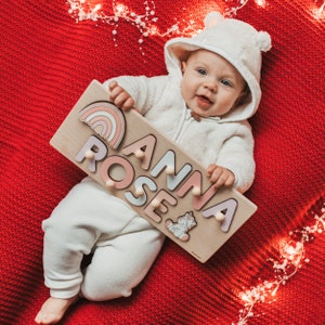 Pastel Pink Name Puzzle for Girl Rainbow Baby Gift - Etsy