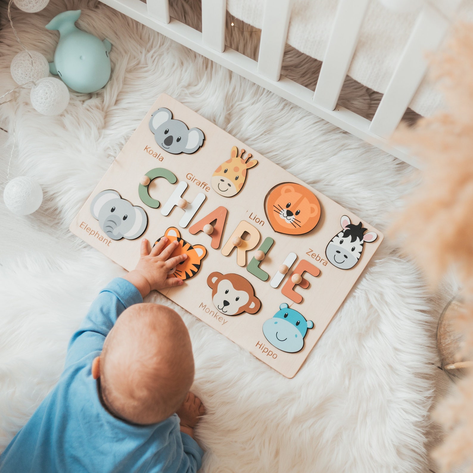 Thematic Name Puzzle With Animals for Toddlers Kids First - Etsy