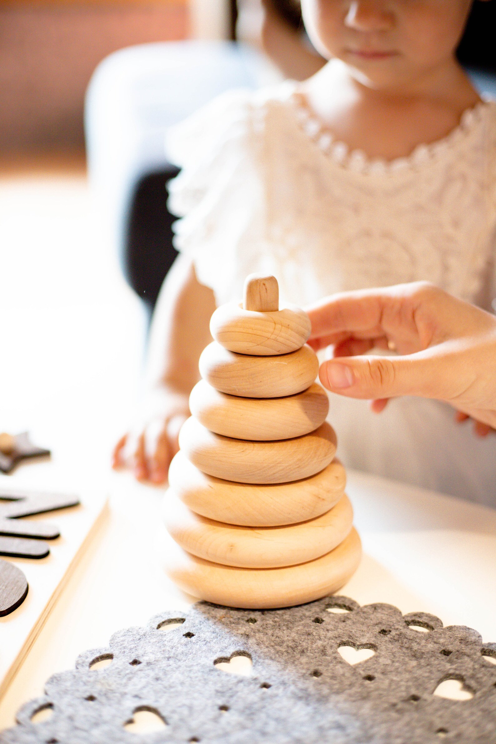 Wooden Stacking Pyramid Circle Toy | Etsy