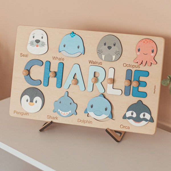 Wooden Ocean Animal Puzzle - Etsy