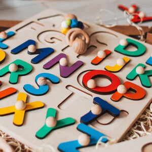 Wooden Rainbow Alphabet Puzzle for Boy and Girl - Etsy