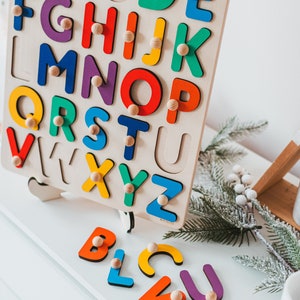 Wooden Rainbow Alphabet Puzzle for Boy and Girl | Etsy