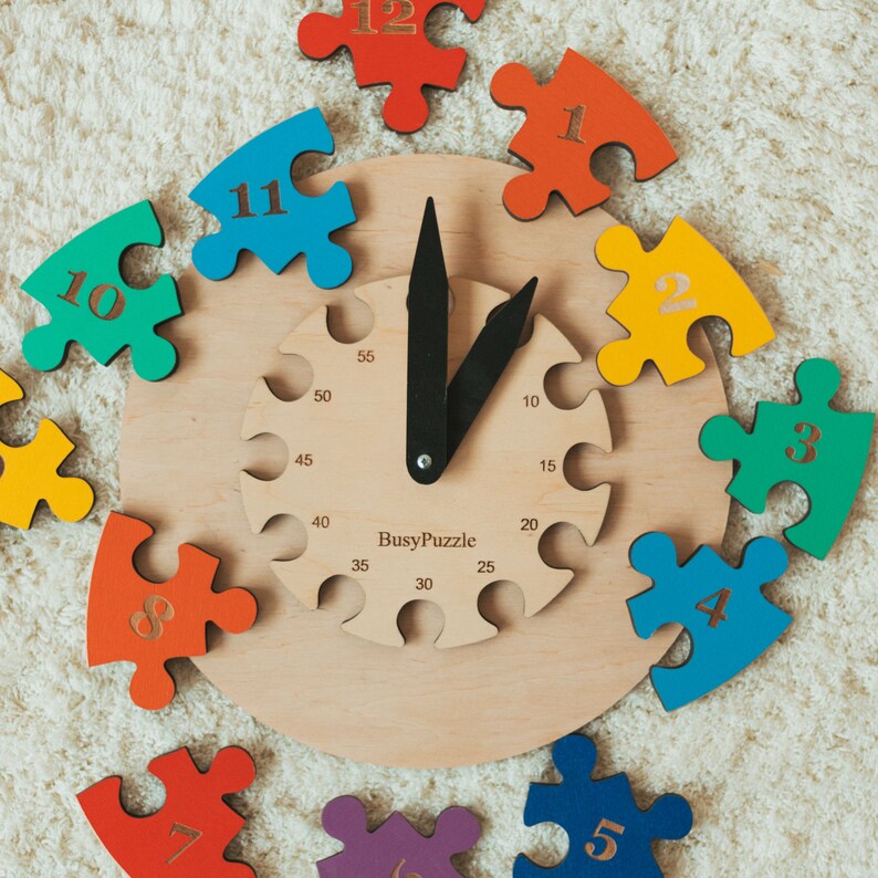 Wooden Clock Puzzle Educational Toy for Kids Baby Nursery - Etsy