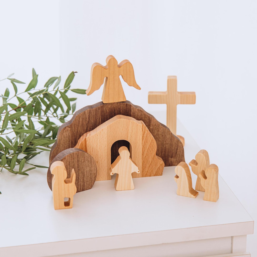 Wooden Empty Tomb Scene Easter Resurrection Scene Wooden Set Christian ...