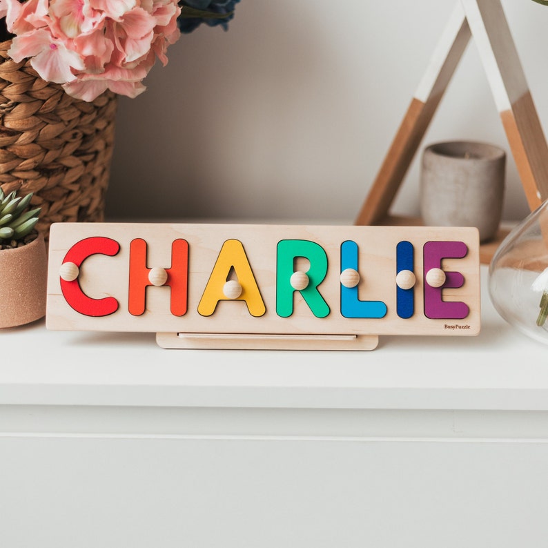 Rainbow Name Puzzle Gift for 1st 2nd 3rd Birthday Baby - Etsy