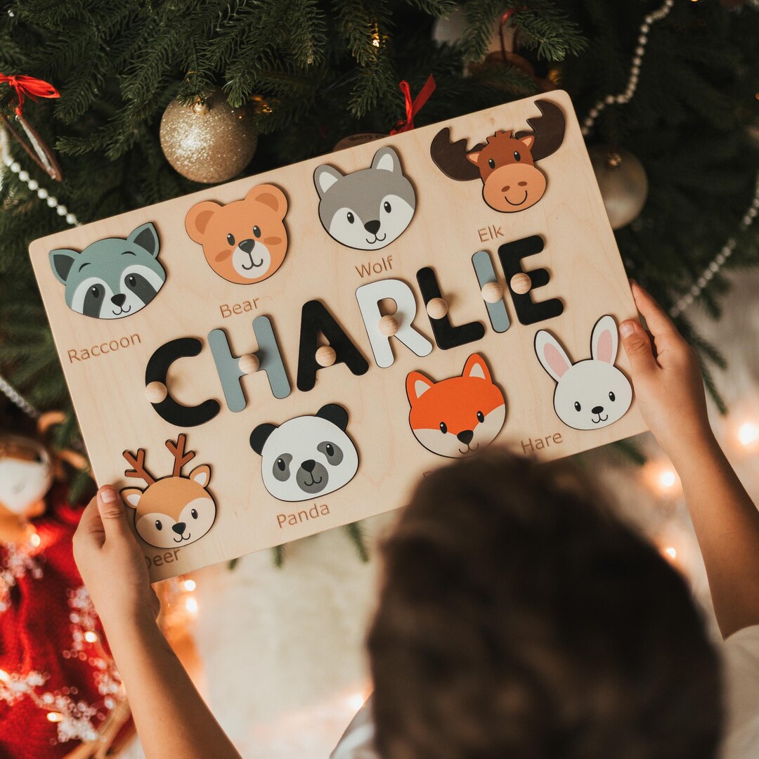 Animal Name Puzzles Wooden Personalized Gifts Baby Toddler Kids Toys ...