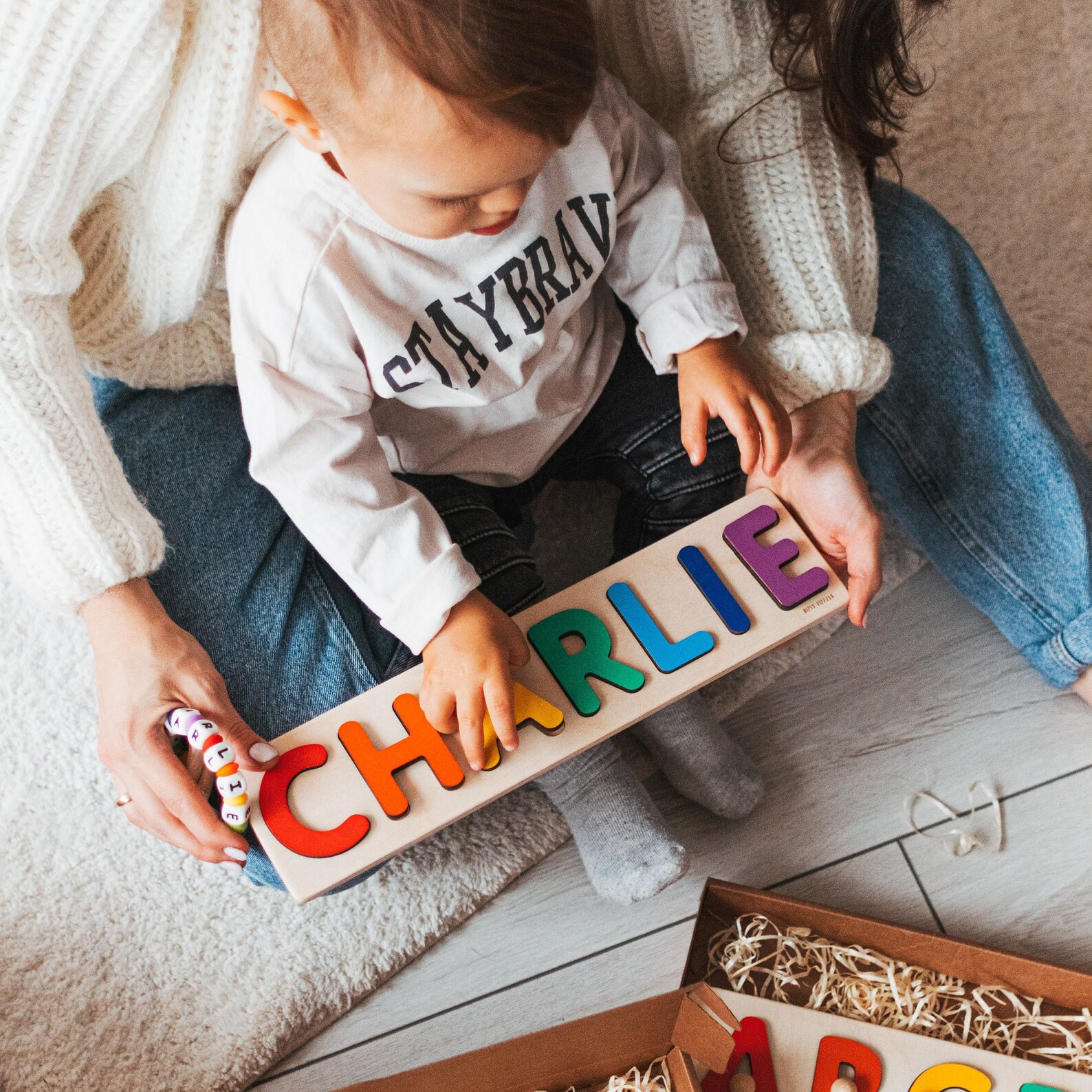 Rainbow Name Puzzle Gift for 1st 2nd 3rd Birthday Baby - Etsy