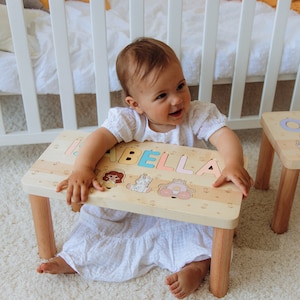 Custom Name Puzzle Stool Puzzle Step Stool First Birthday Gift Baby ...